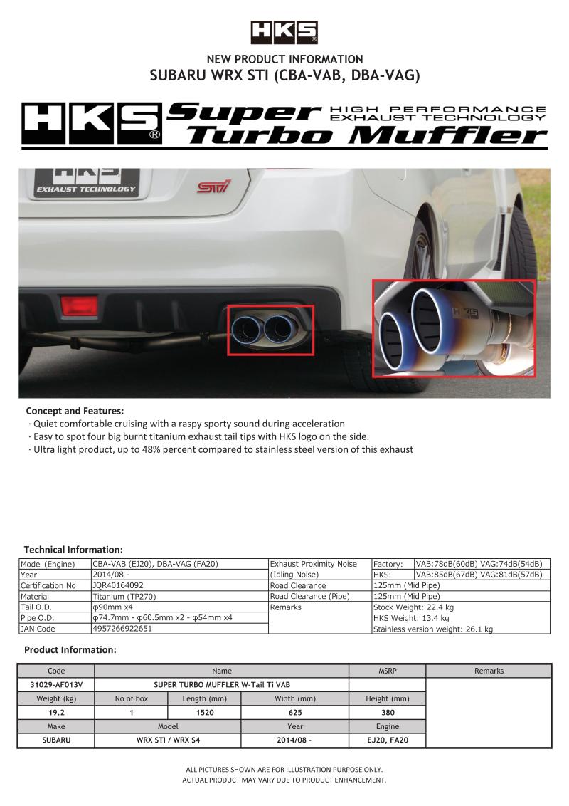 HKS SUPER TURBO MUFFLER Ti Subaru VAB WRX STI/VAG WRX S4 – FunctionWerks