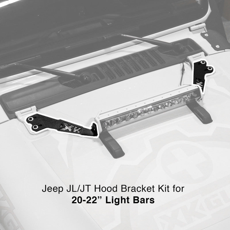 XK Glow Jeep JL JT Hood Light Bar Bracket Kit 20In – FunctionWerks